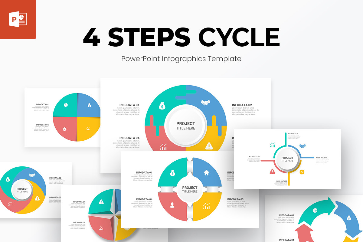 4 Steps Cycle Infographics PowerPoint Template | Nulivo Market